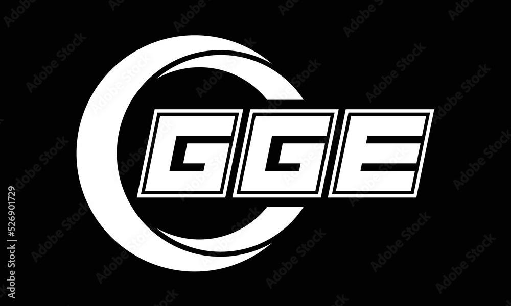 GGE three-letter circle logo design. custom font black and white logo ...