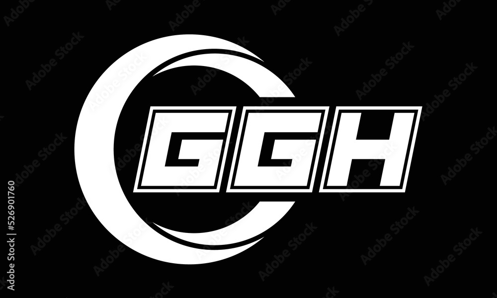 GGH three-letter circle logo design. custom font black and white logo ...