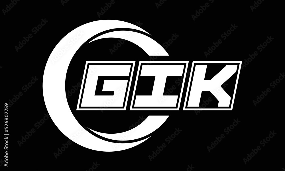 GIK three-letter circle logo design. custom font black and white logo ...