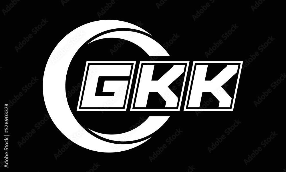 GKK three-letter circle logo design. custom font black and white logo ...