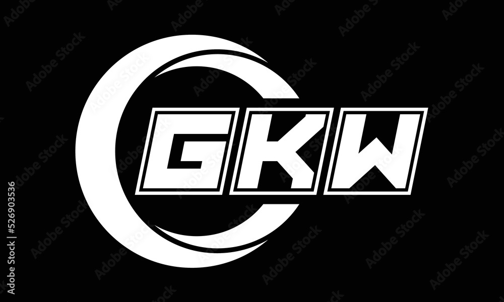 GKW three-letter circle logo design. custom font black and white logo ...