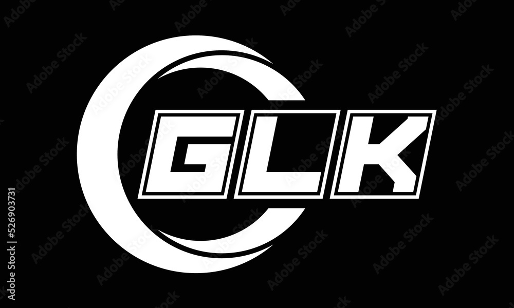 GLK three-letter circle logo design. custom font black and white logo ...
