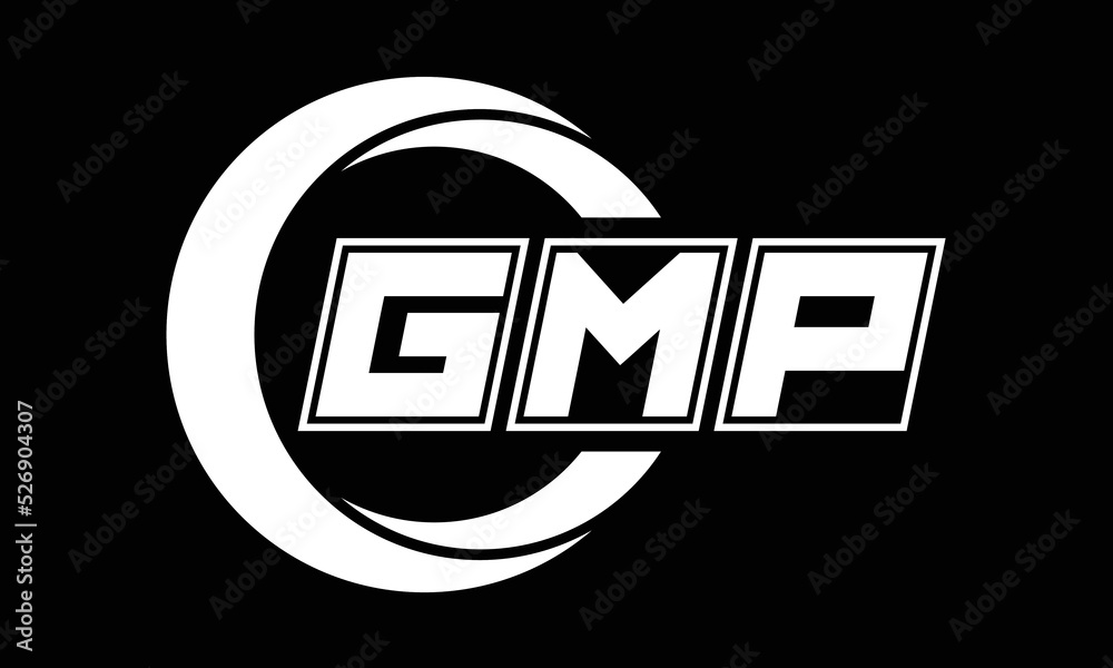 GMP three-letter circle logo design. custom font black and white logo ...