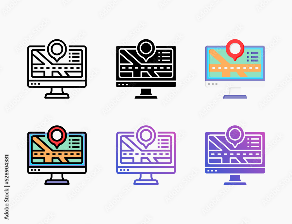 Map and Location icon set with different styles. Style line, outline ...