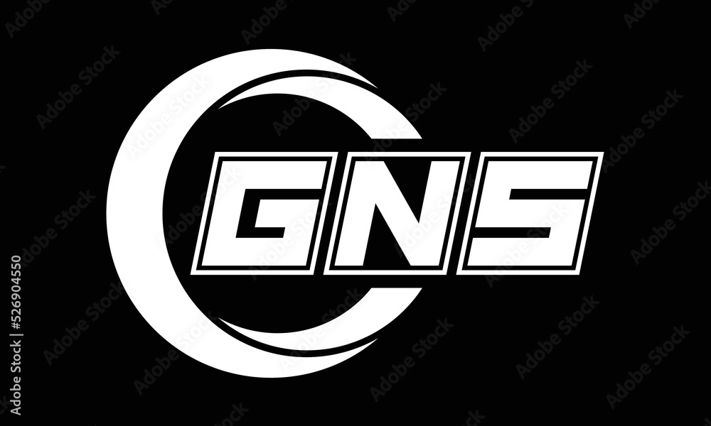 GNS three-letter circle logo design. custom font black and white logo ...