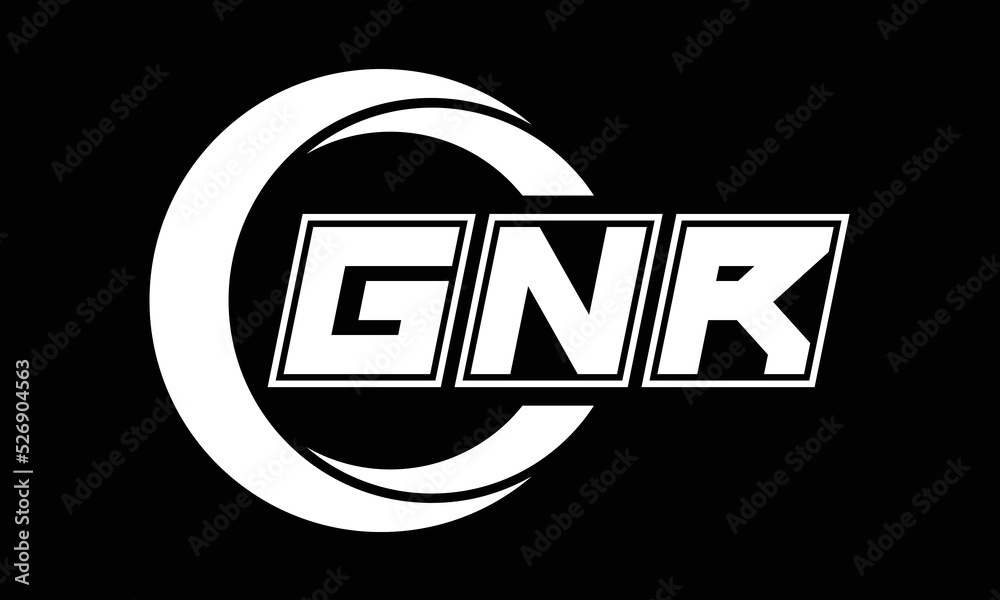 GNR three-letter circle logo design. custom font black and white logo ...