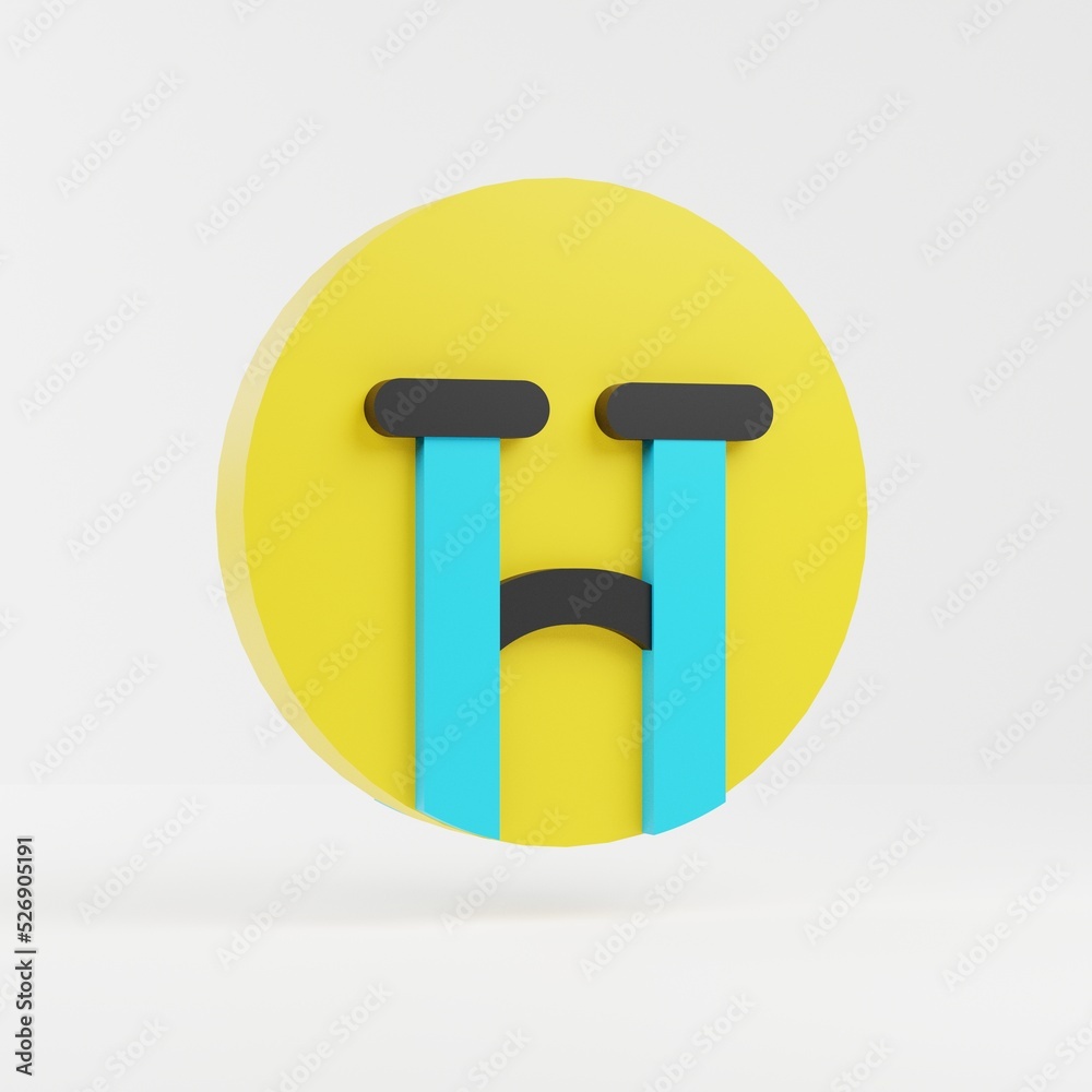 crying face 3d emoticon, shows emotion for sadness, 3d rendering Stock ...