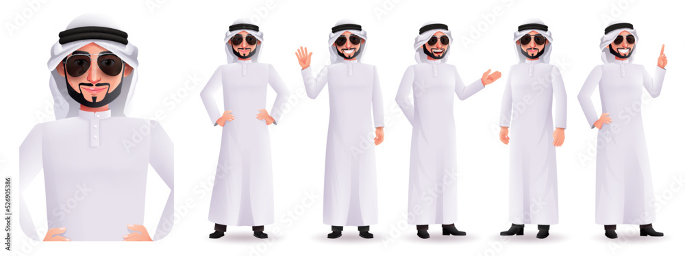 Arab business man vector character set. Arabian boss characters in ...