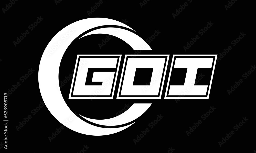 GOI three-letter circle logo design. custom font black and white logo ...