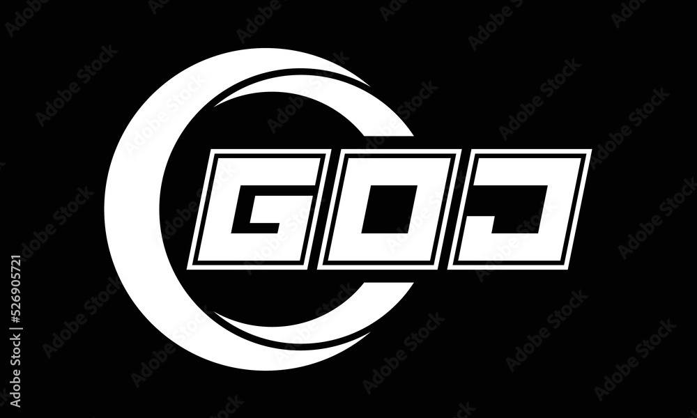 GOJ three-letter circle logo design. custom font black and white logo ...