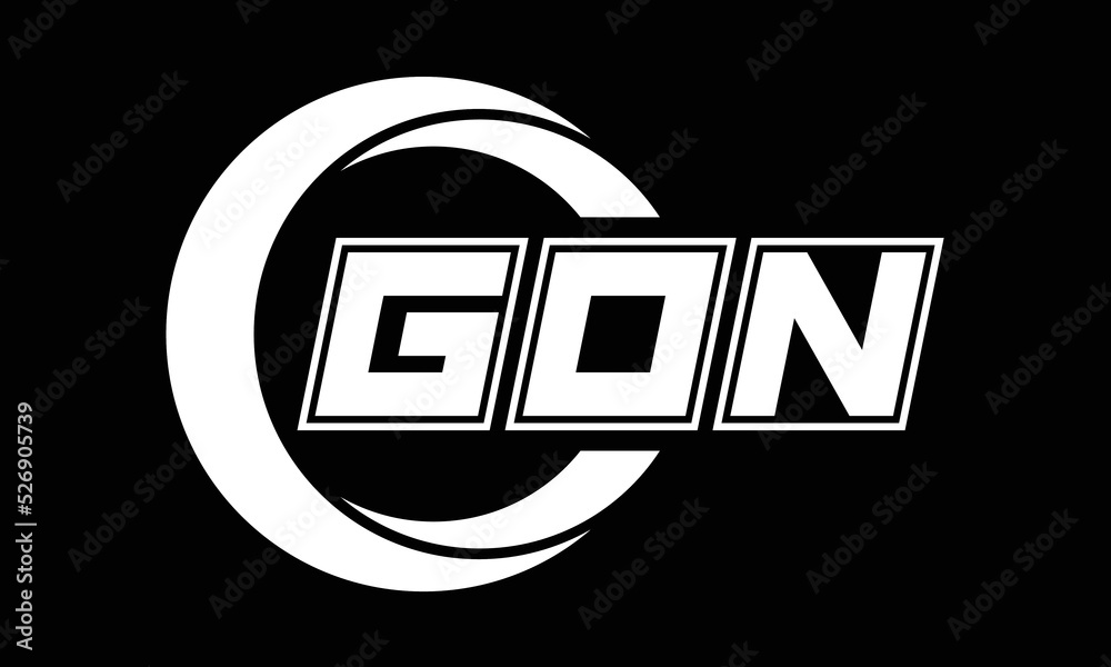 GON three-letter circle logo design. custom font black and white logo ...