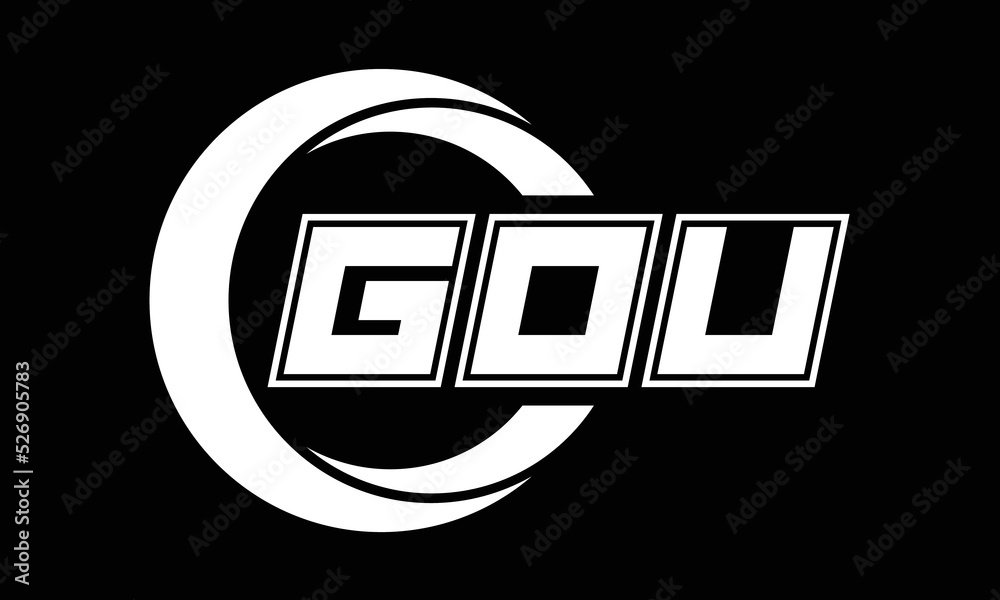 GOU three-letter circle logo design. custom font black and white logo ...