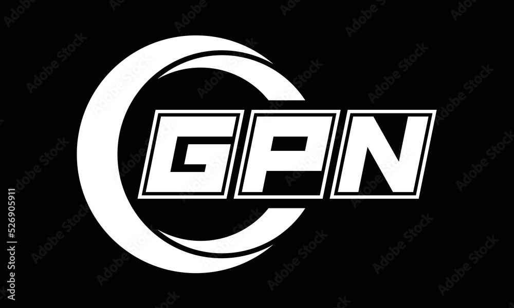 Vetor de GPN three-letter circle logo design. custom font black and ...
