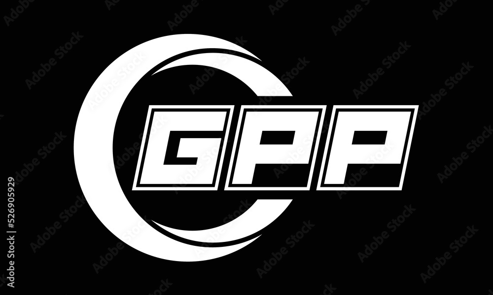 GPP three-letter circle logo design. custom font black and white logo ...