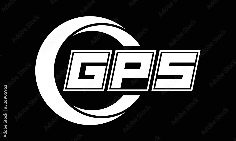 GPS three-letter circle logo design. custom font black and white logo ...