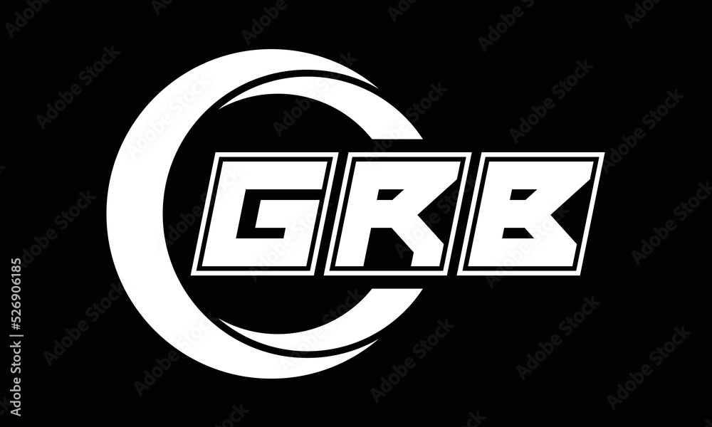 GRB three-letter circle logo design. custom font black and white logo ...