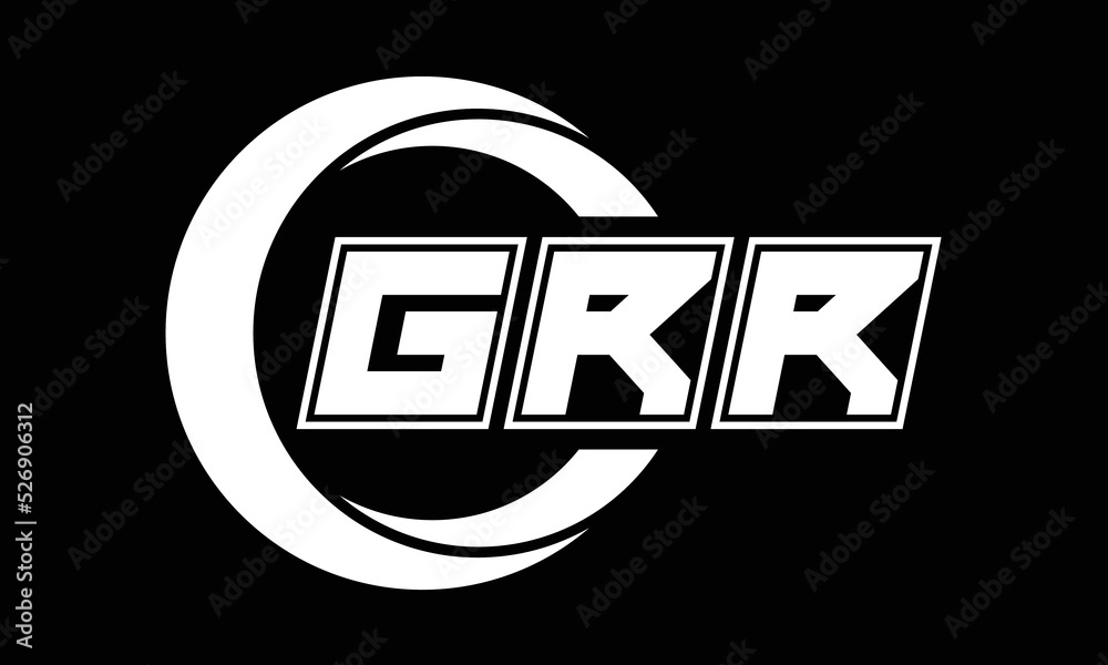 GRR three-letter circle logo design. custom font black and white logo ...