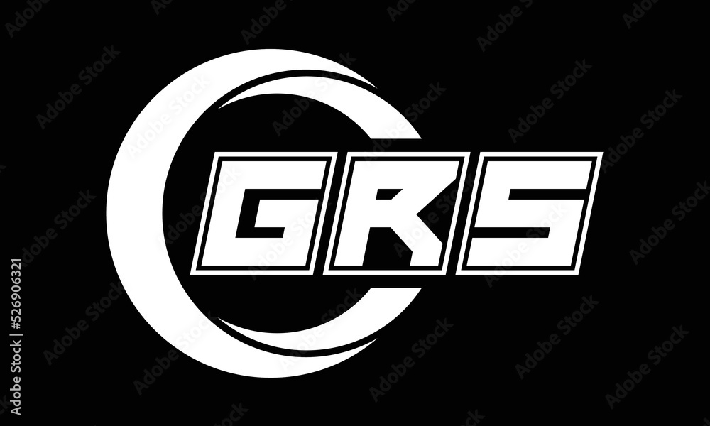 GRS three-letter circle logo design. custom font black and white logo ...