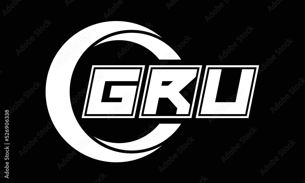 GRU three-letter circle logo design. custom font black and white logo ...