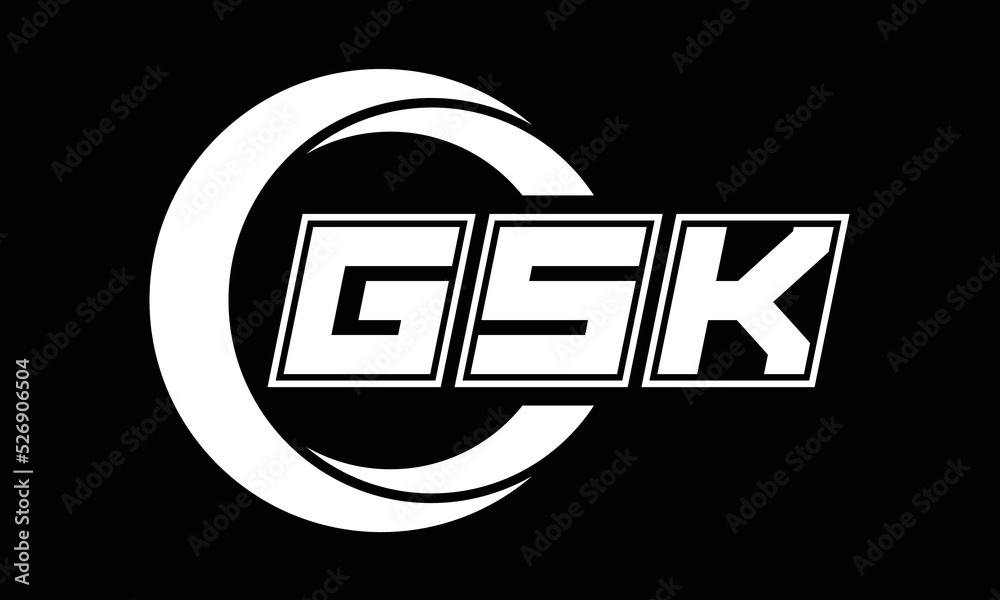 GSK three-letter circle logo design. custom font black and white logo ...