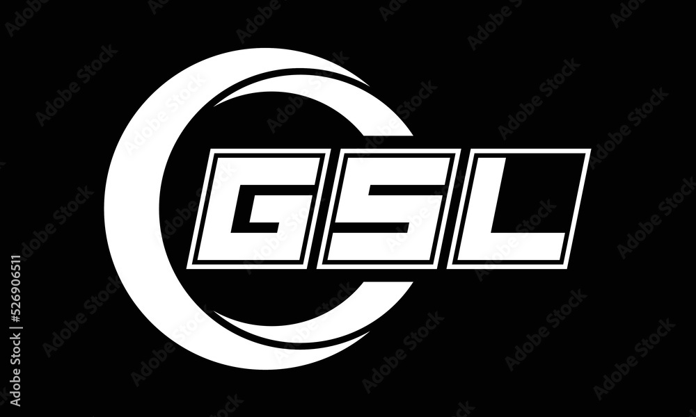 GSL three-letter circle logo design. custom font black and white logo ...