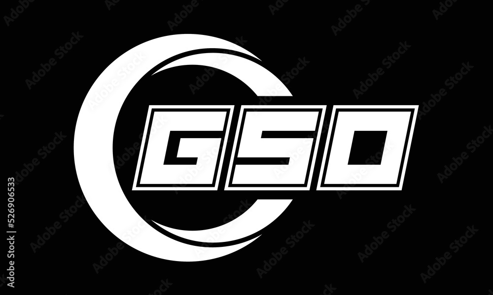 GSO three-letter circle logo design. custom font black and white logo ...