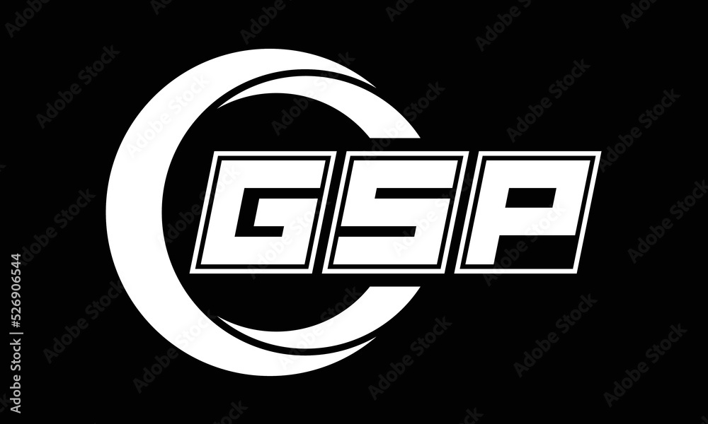 GSP three-letter circle logo design. custom font black and white logo ...
