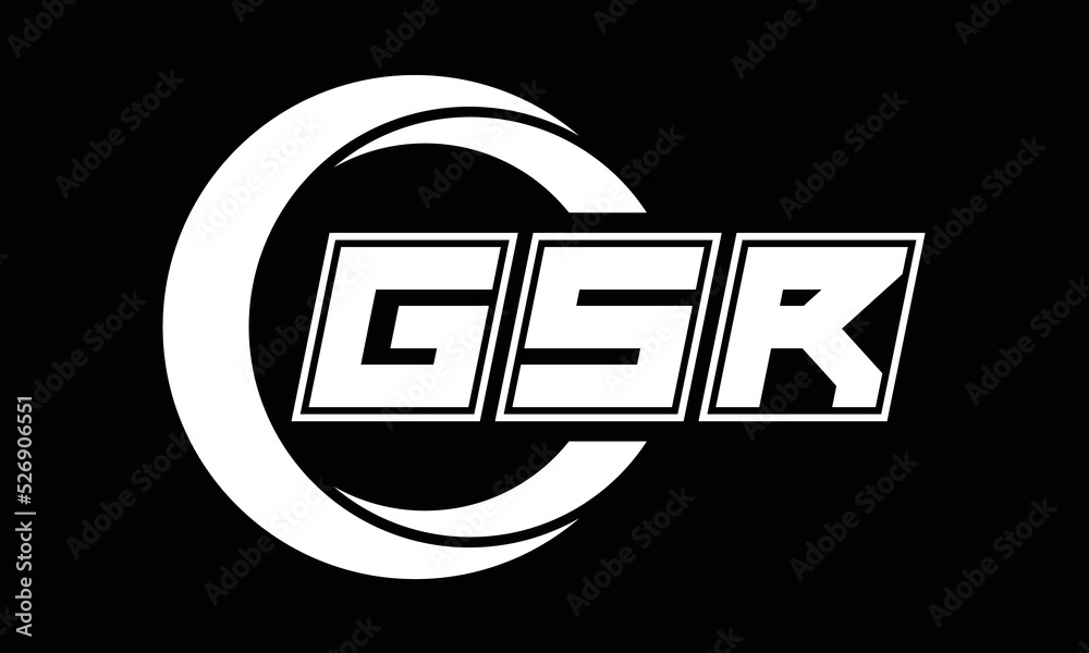 GSR three-letter circle logo design. custom font black and white logo ...