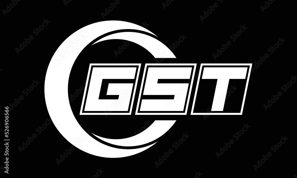 GST three-letter circle logo design. custom font black and white logo ...