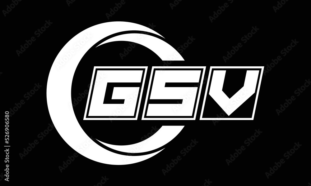 Vetor de GSV three-letter circle logo design. custom font black and ...