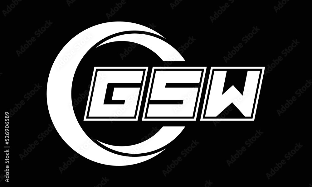 GSW three-letter circle logo design. custom font black and white logo ...