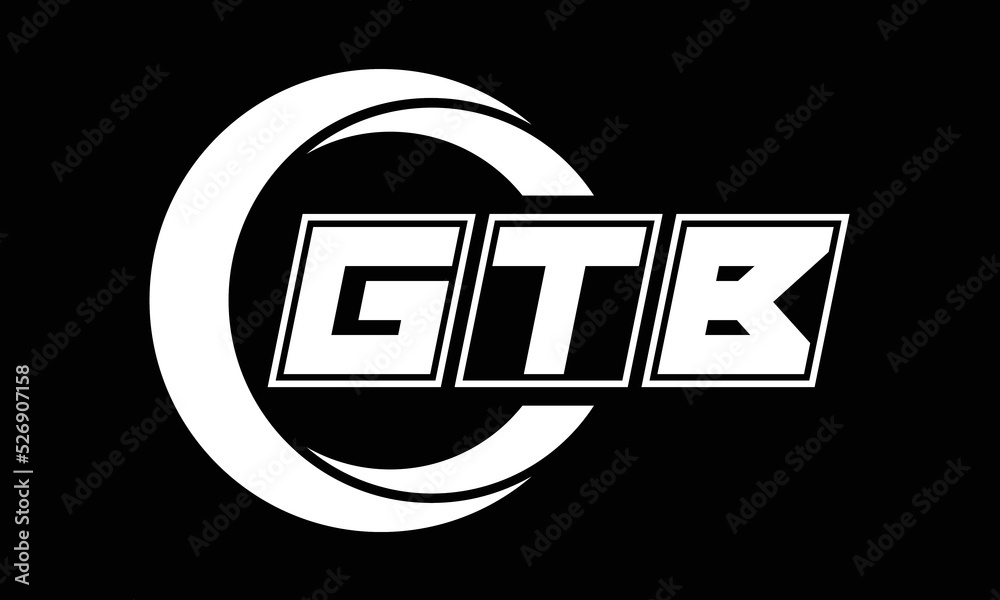 GTB three-letter circle logo design. custom font black and white logo ...