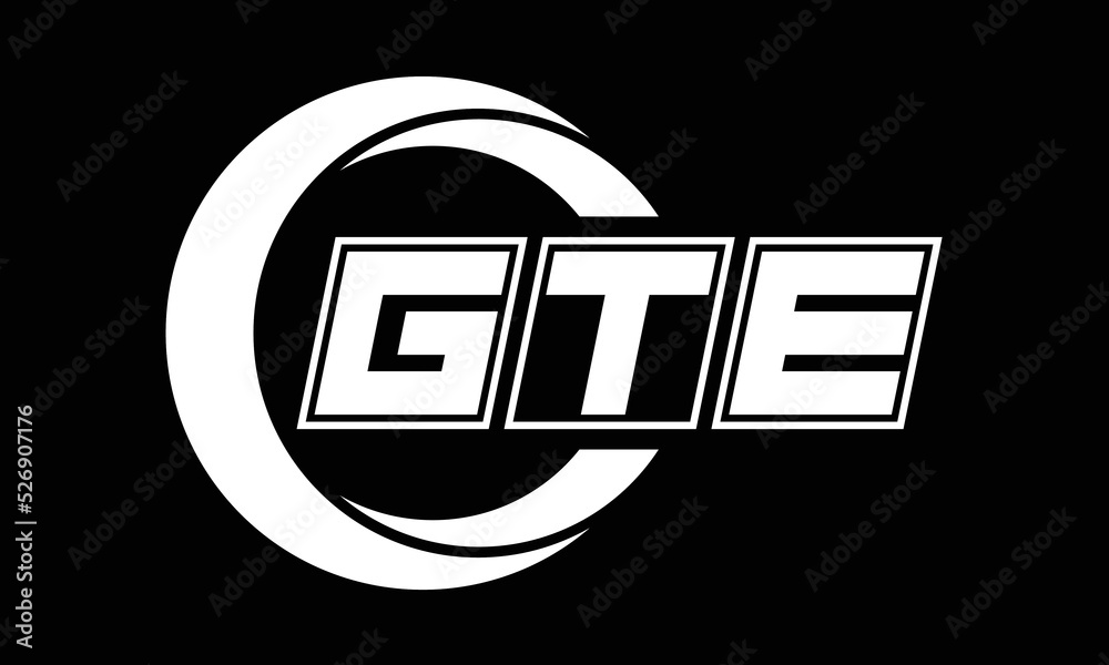 GTE three-letter circle logo design. custom font black and white logo ...
