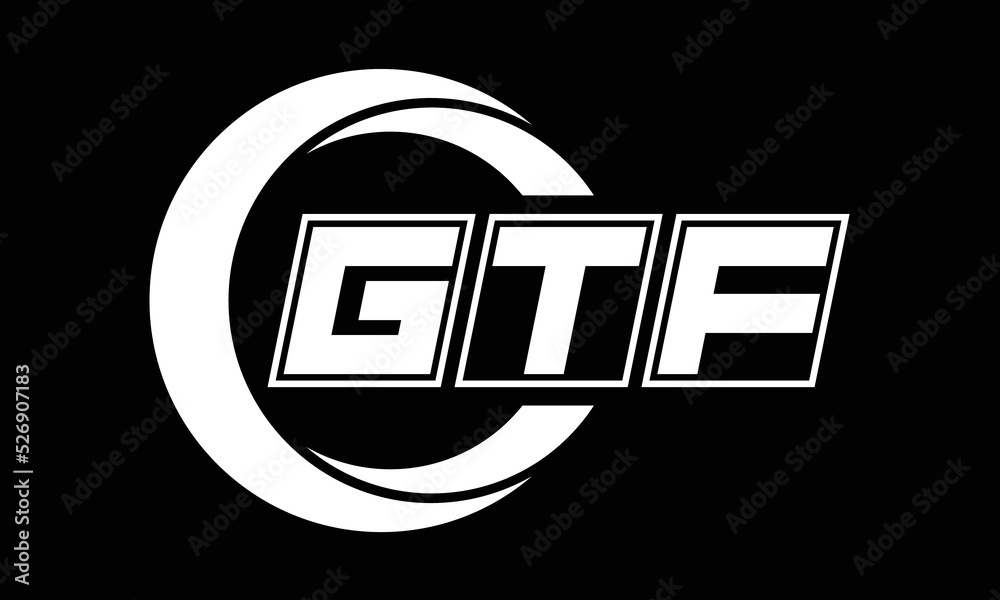 GTF three-letter circle logo design. custom font black and white logo ...