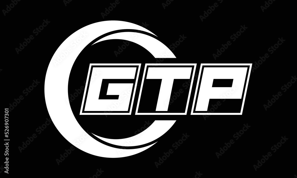 GTP three-letter circle logo design. custom font black and white logo ...