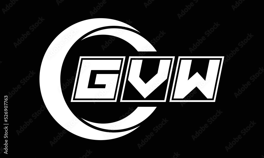 GVW three-letter circle logo design. custom font black and white logo ...