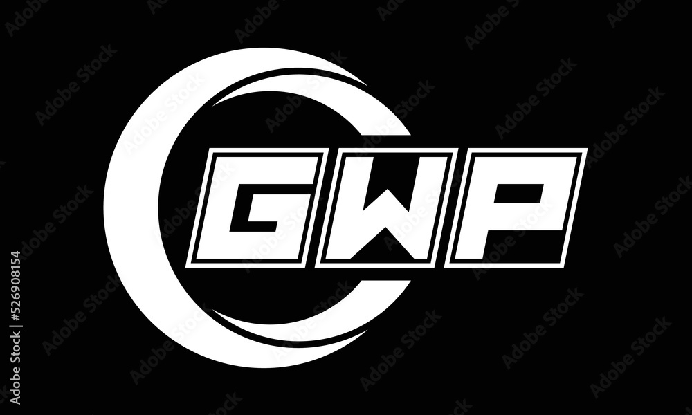 GWP three-letter circle logo design. custom font black and white logo ...