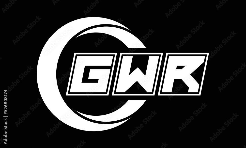 GWR three-letter circle logo design. custom font black and white logo ...