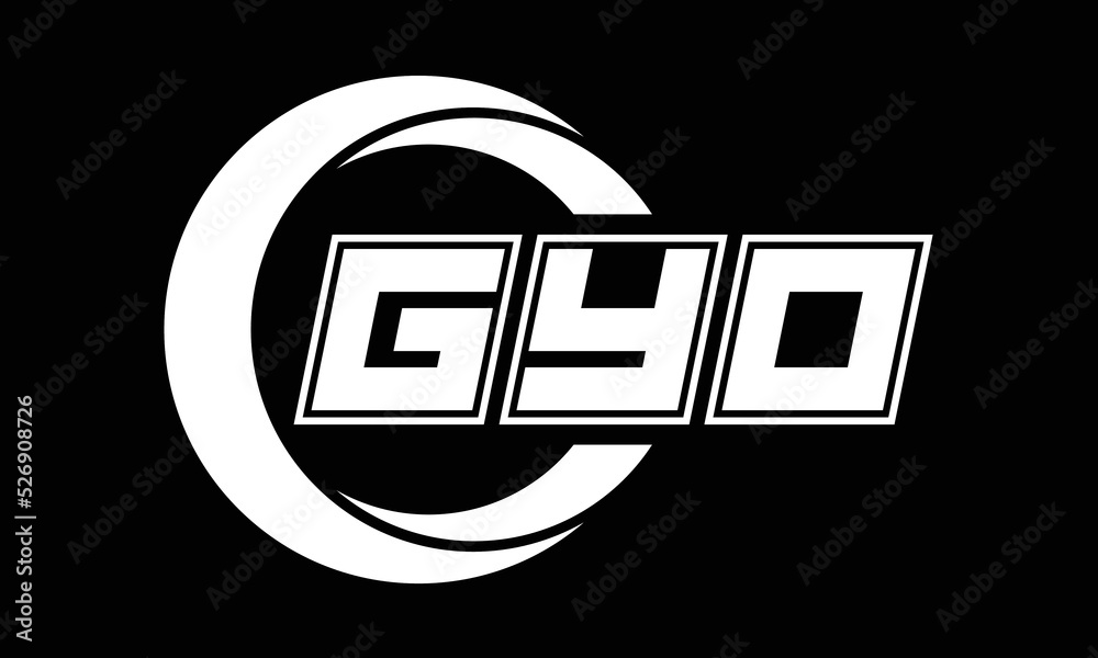 GYO three-letter circle logo design. custom font black and white logo ...