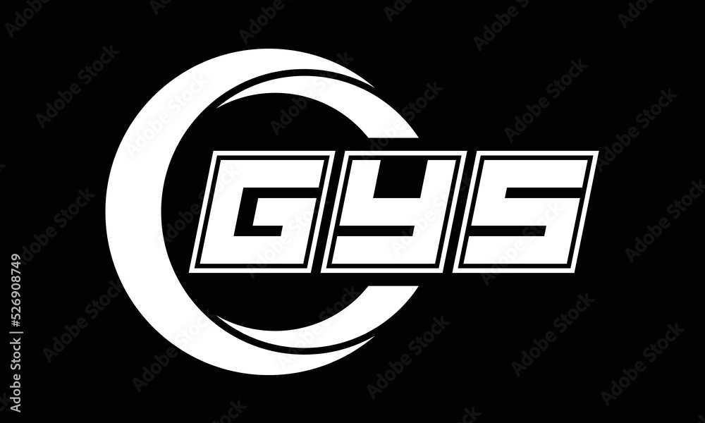 GYS three-letter circle logo design. custom font black and white logo ...