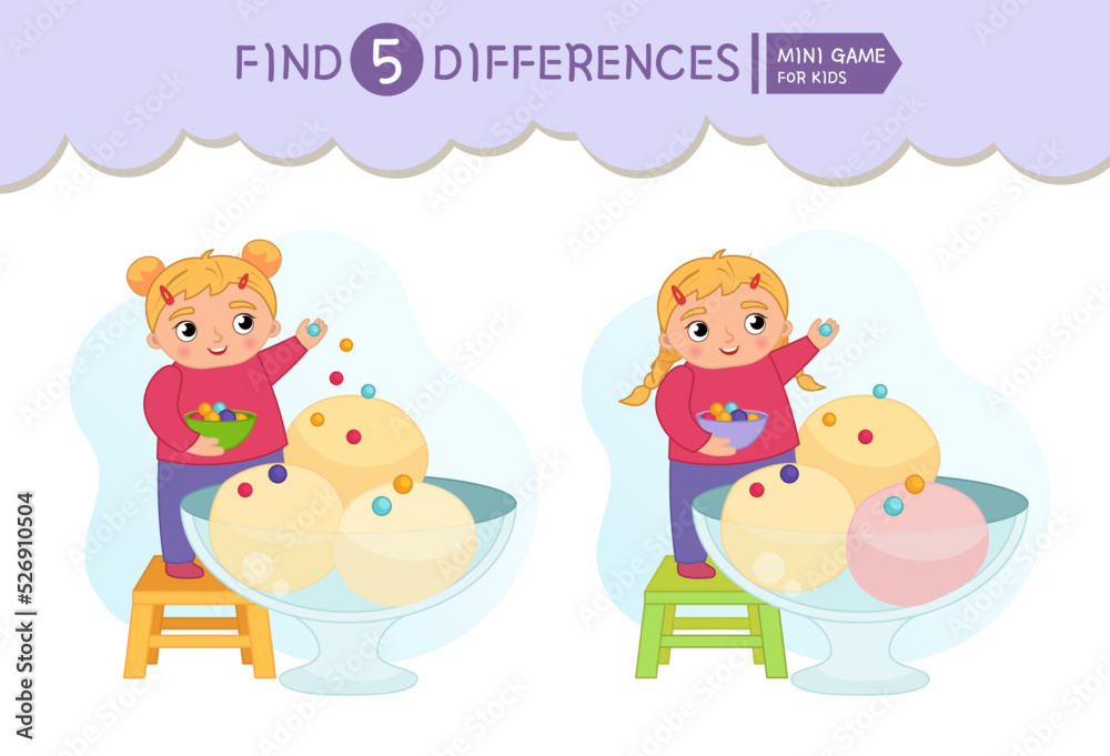 Find differences. Educational game for children. Cartoon vector ...