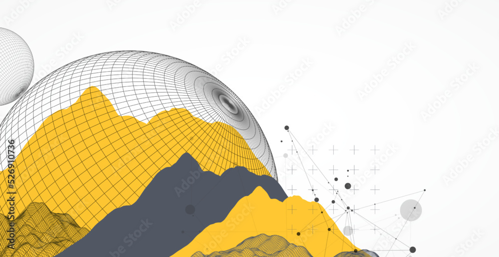 Sphere theme with connected lines in technology style background ...