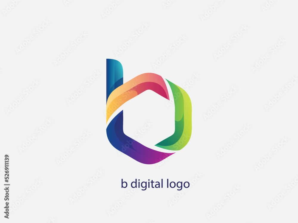 B initial colorful gradient logo vector templat.b logo digital modern ...