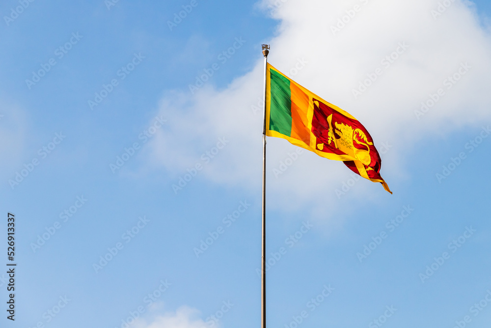 Flag of Sri Lanka or the Sinha Flag is on a flagpole Stock Photo ...