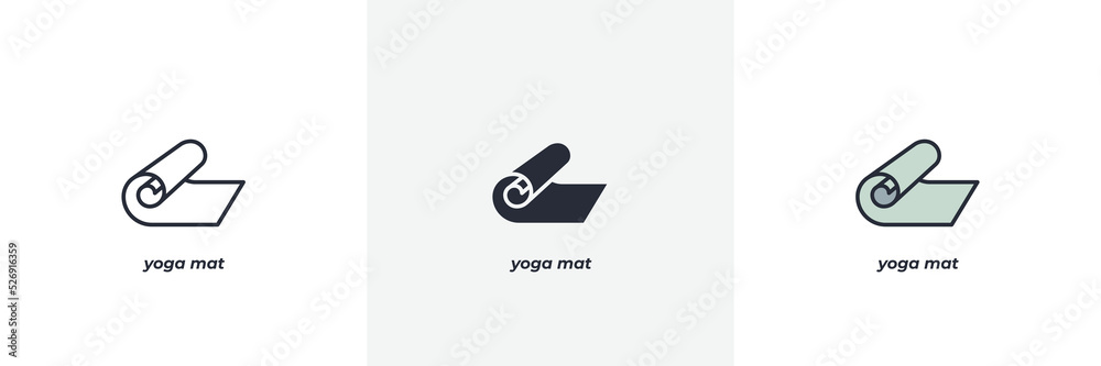 yoga mat icon. Line, solid and filled outline colorful version, outline ...