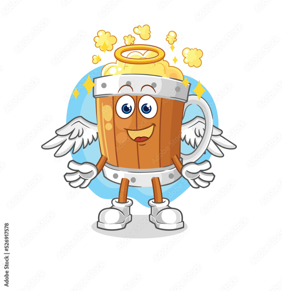 beer mug angel with wings vector. cartoon character Stock Vector ...