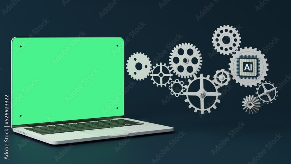 Artificial intelligence and green screen of a processor chip. The ...