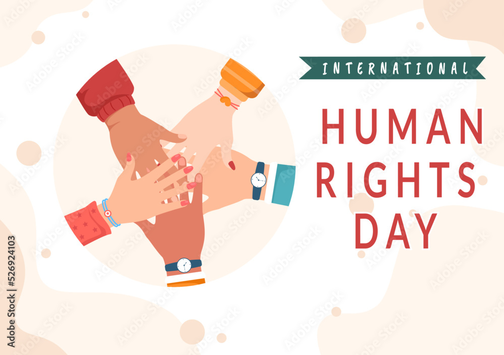Human Rights Day Template Hand Drawn Flat Cartoon Illustration with ...