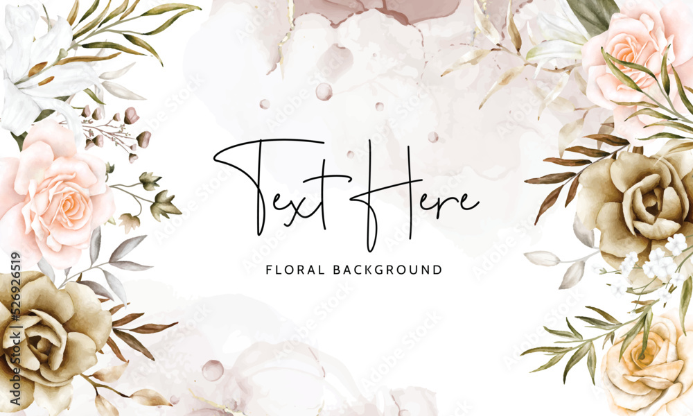 elegant flower frame background with watercolor Stock Vector | Adobe Stock