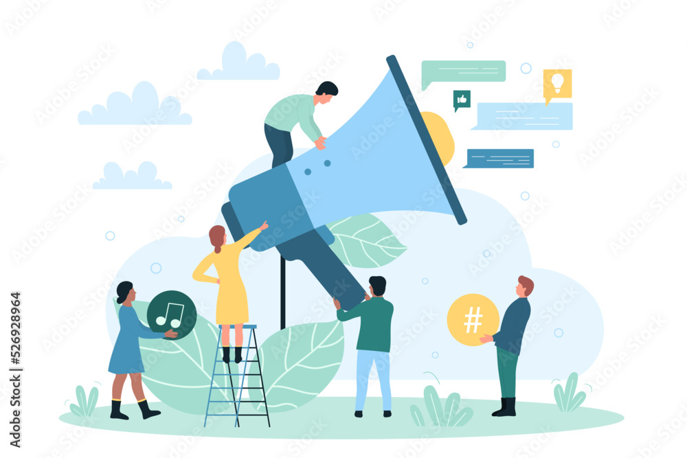 Social media marketing, viral announcement of business messages ...